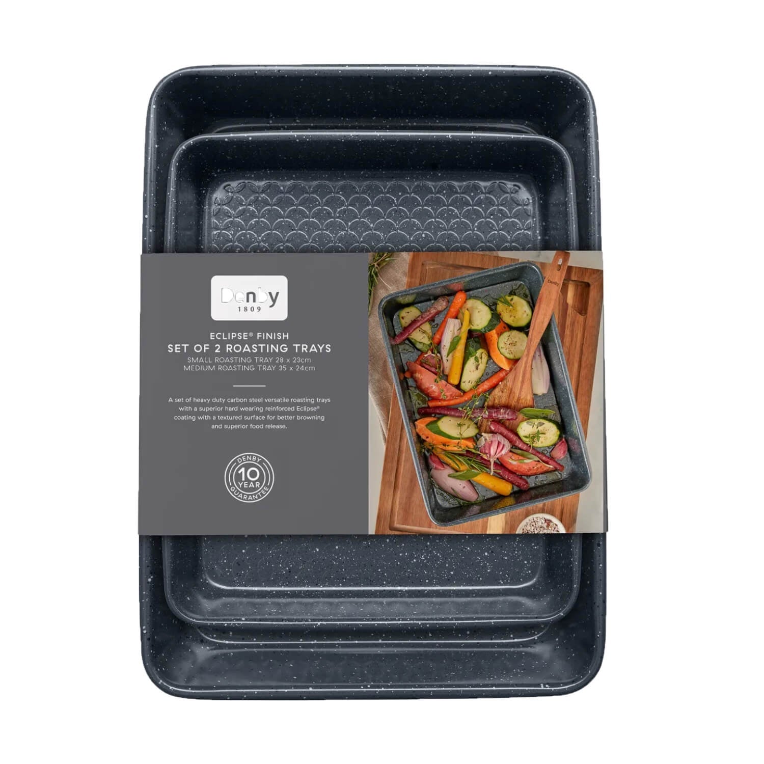 Buy Denby | Eclipse Finish Roasting Trays - Set of 2 – Potters Cookshop