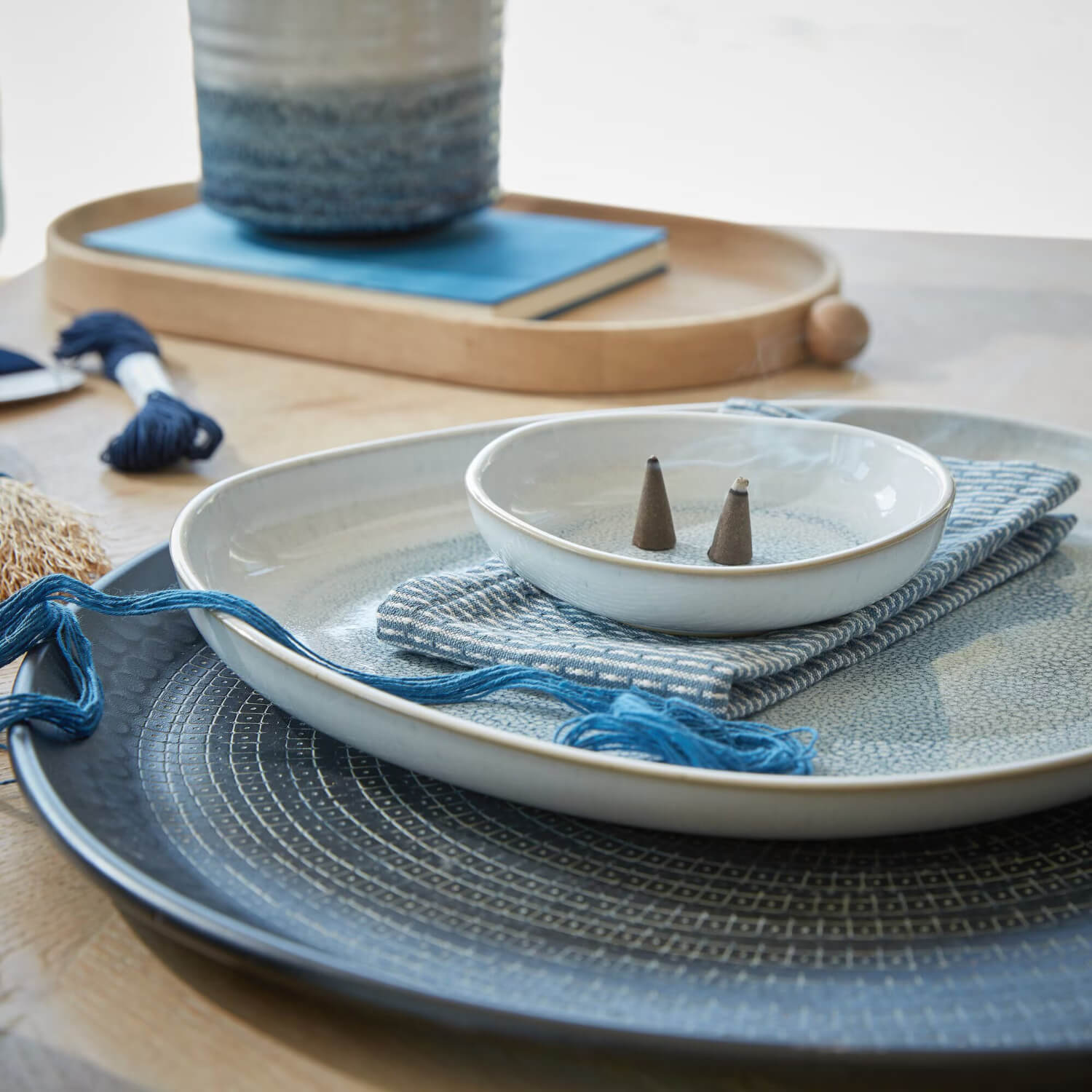 Buy Denby | Kiln 30cm Large Organic Platter - Blue – Potters Cookshop