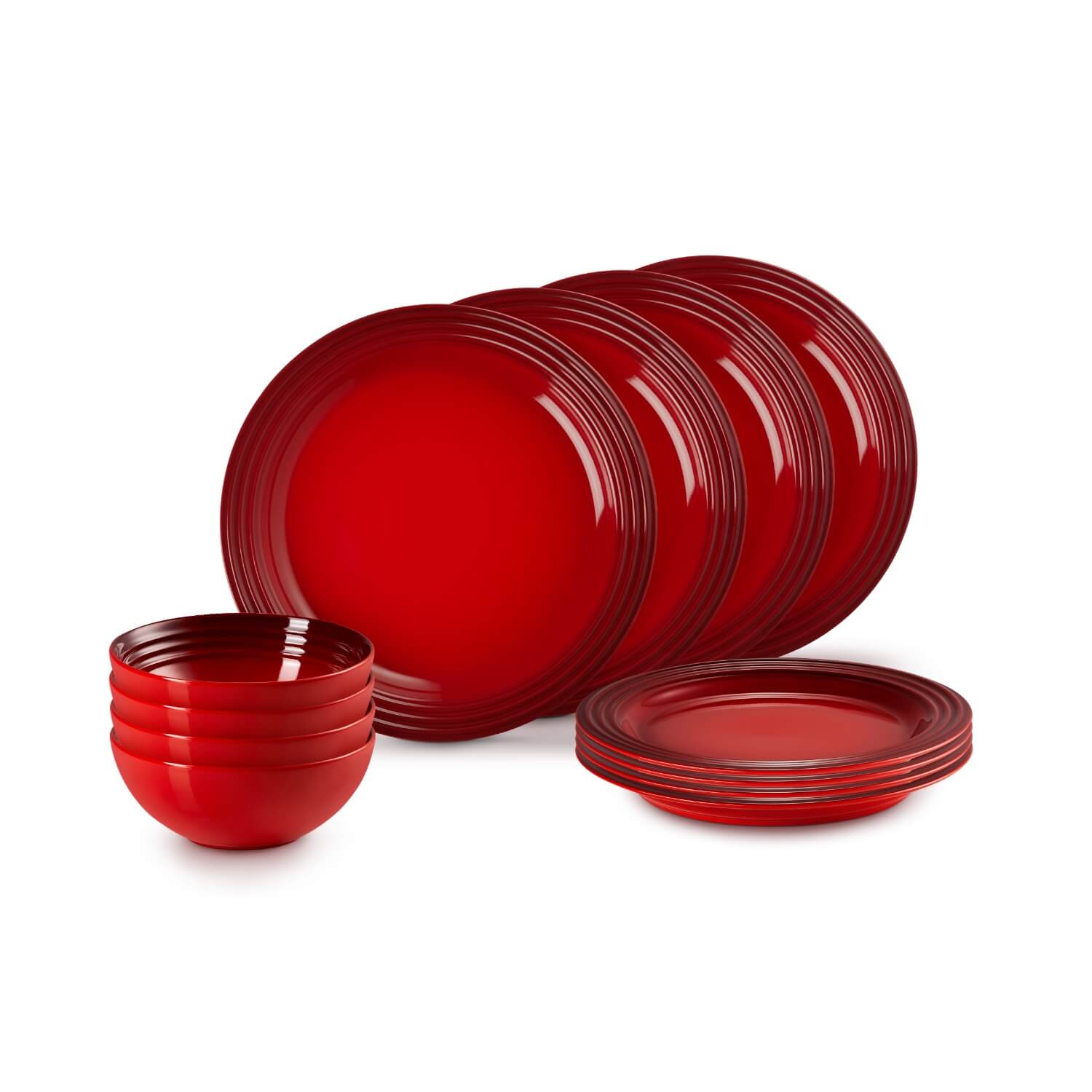 Buy Le Creuset | Stoneware 12-Piece Dinnerware Set - Cerise – Potters ...