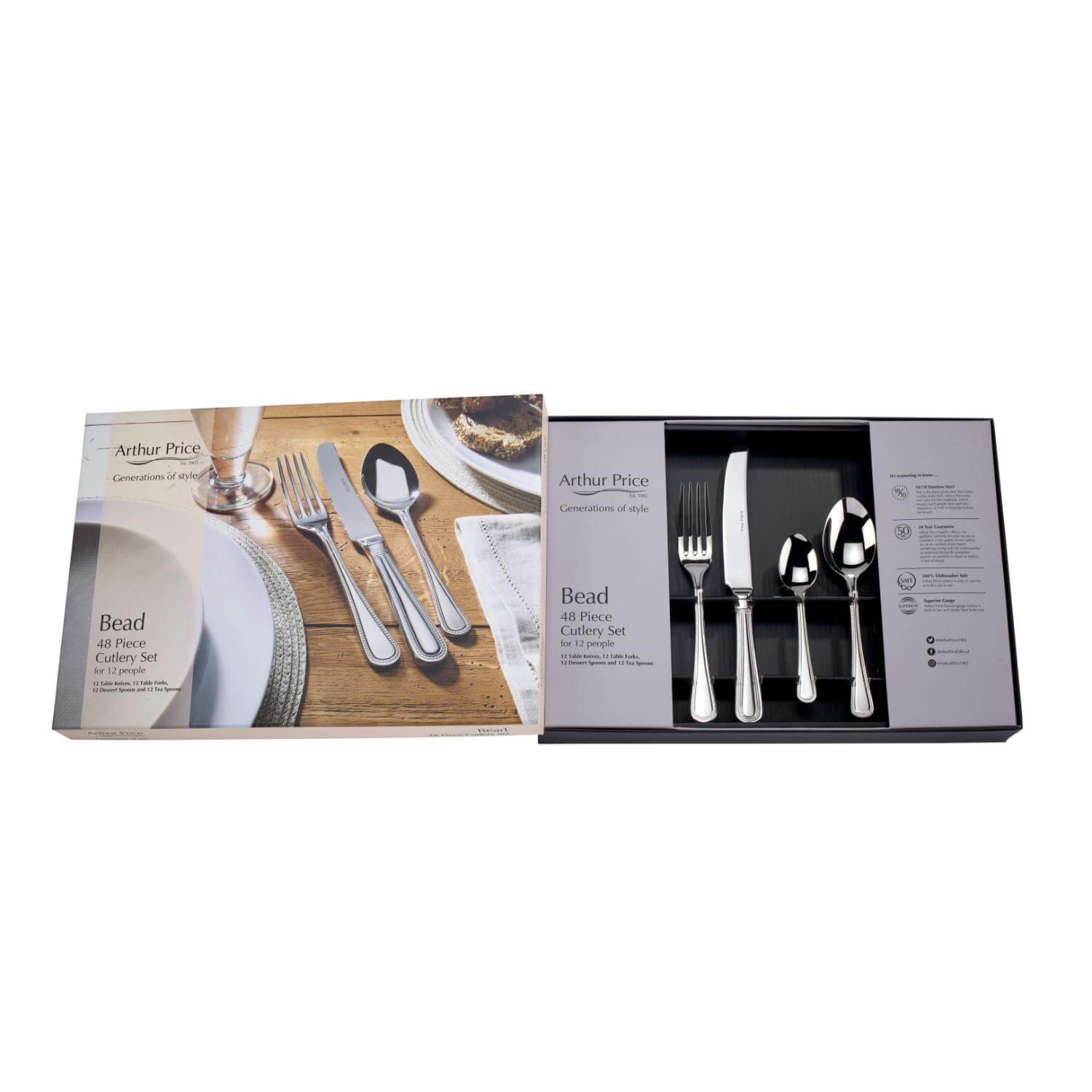 Buy Arthur Price | Everyday Classic Bead Cutlery Set - 48-Piece ...