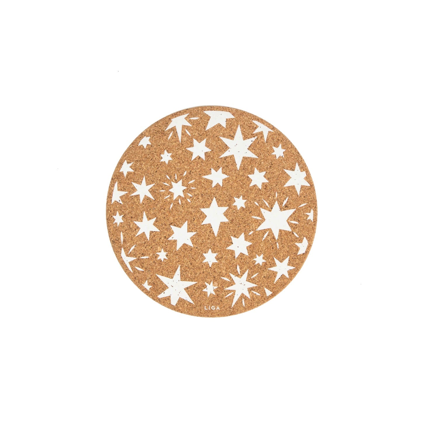 Buy Liga | Round Cork Coaster - Stars - White – Potters Cookshop