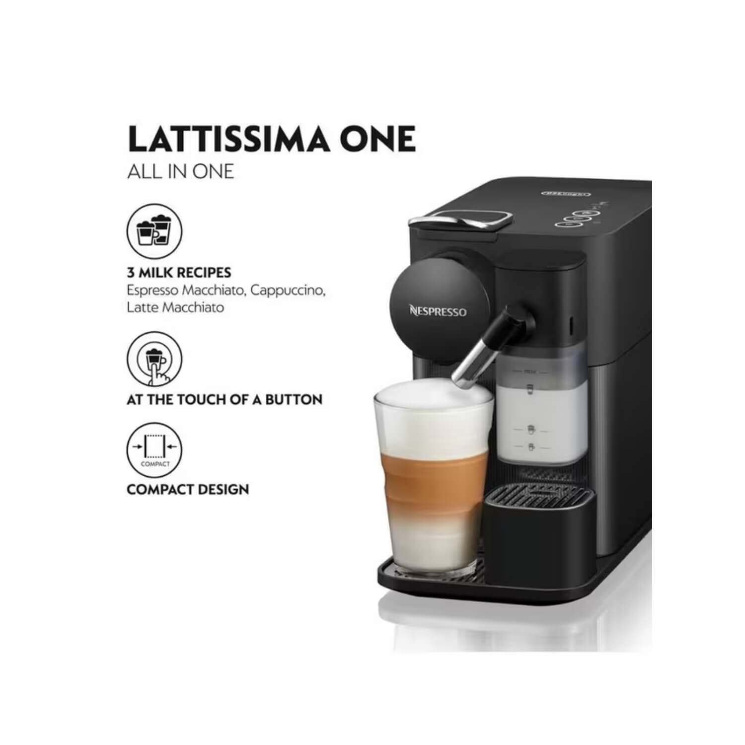 Nespresso Lattissima One By De'longhi Pod Machine En510.b