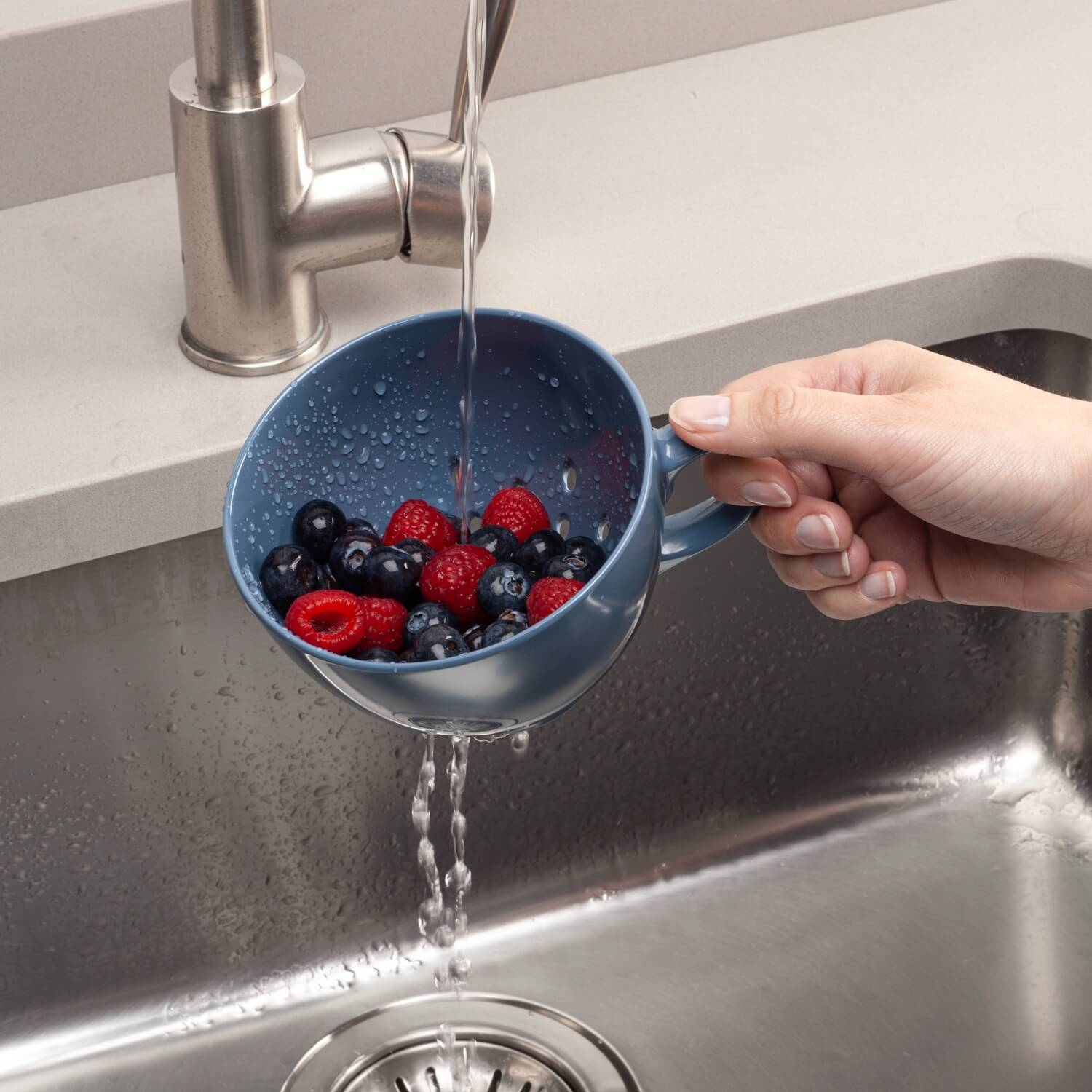 Buy Zeal | Berry 10cm Melamine Colander with Handle - Provence Blue ...