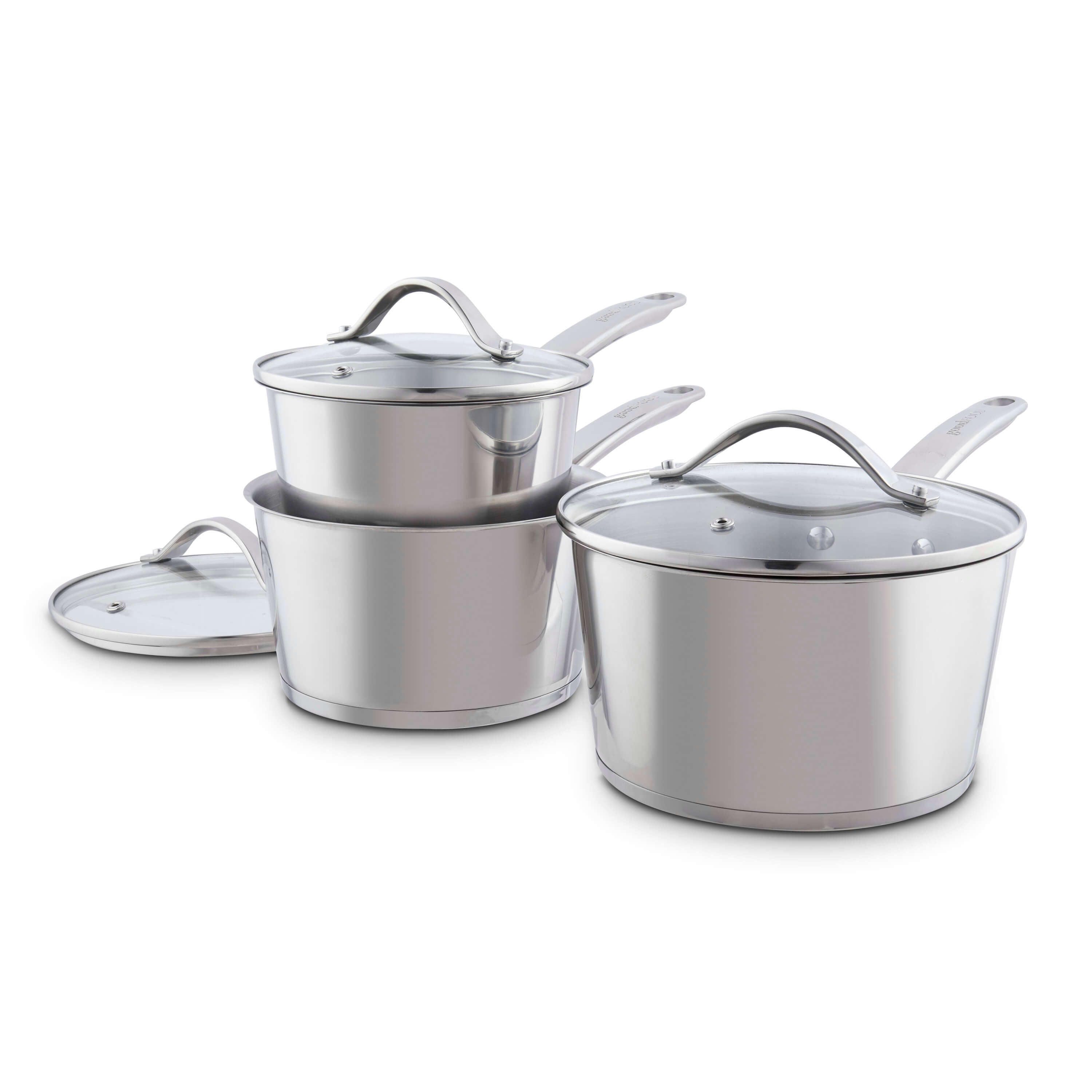 Buy Tower | Good Food | Stainless Steel Saucepan Set - 3-Piece ...