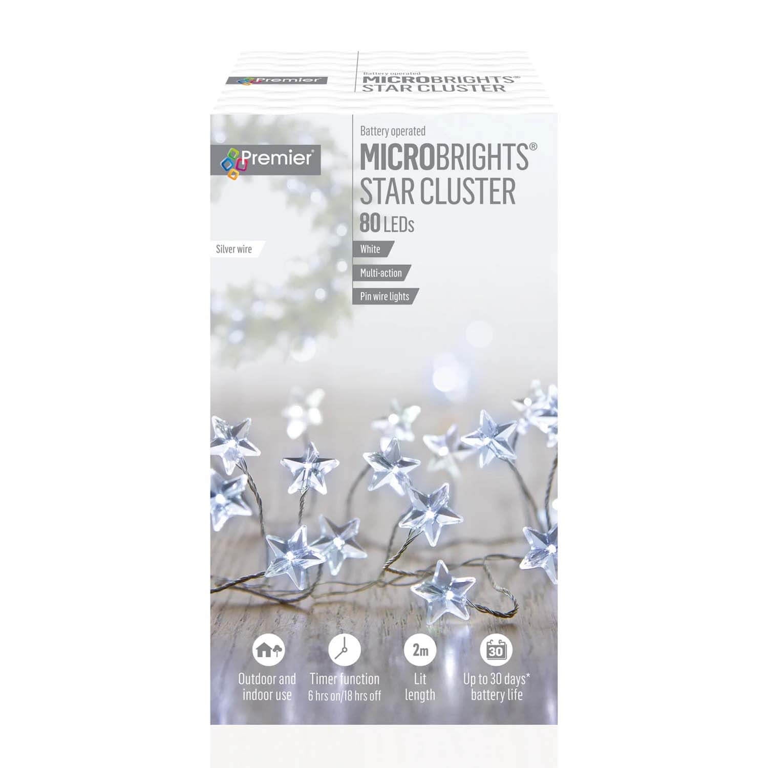 Buy Premier | Xmas Micro Brights 2M 80 LED Star Cluster Lights - White ...
