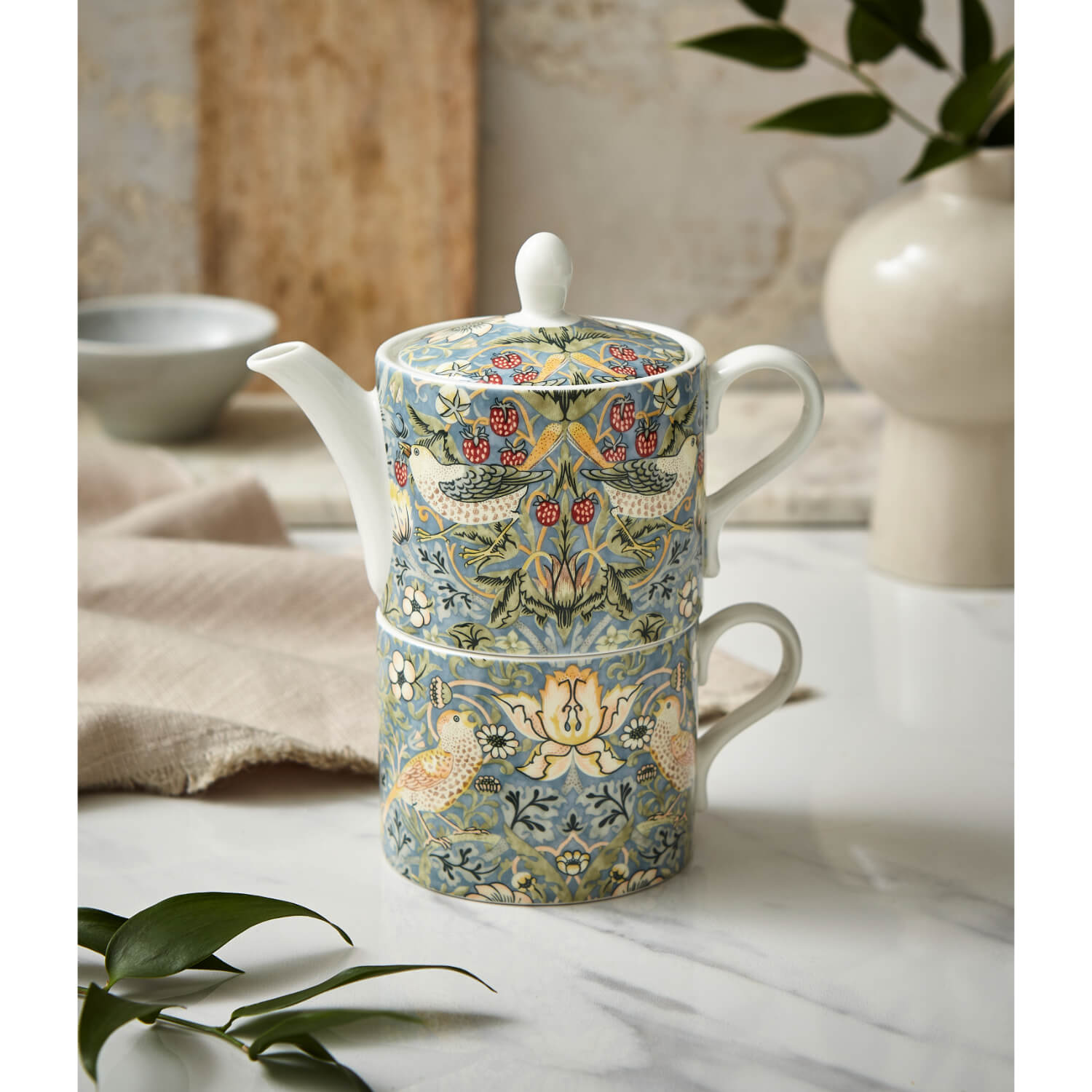 Buy Morris & Co | Porcelain Tea For One - Strawberry Thief – Potters ...