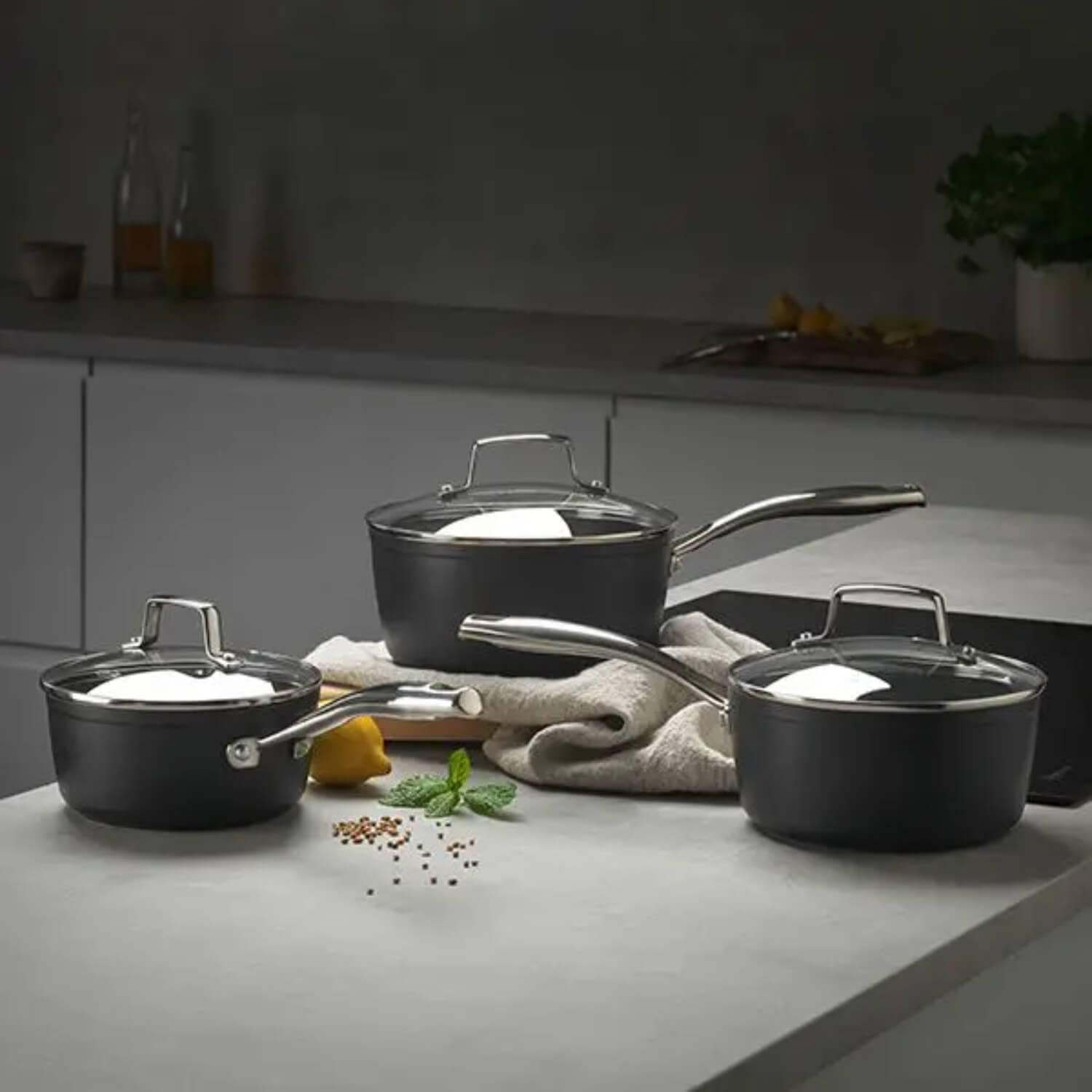 Buy Stellar | Rocktanium 3-Piece Non-Stick Saucepans with Glass Lids ...