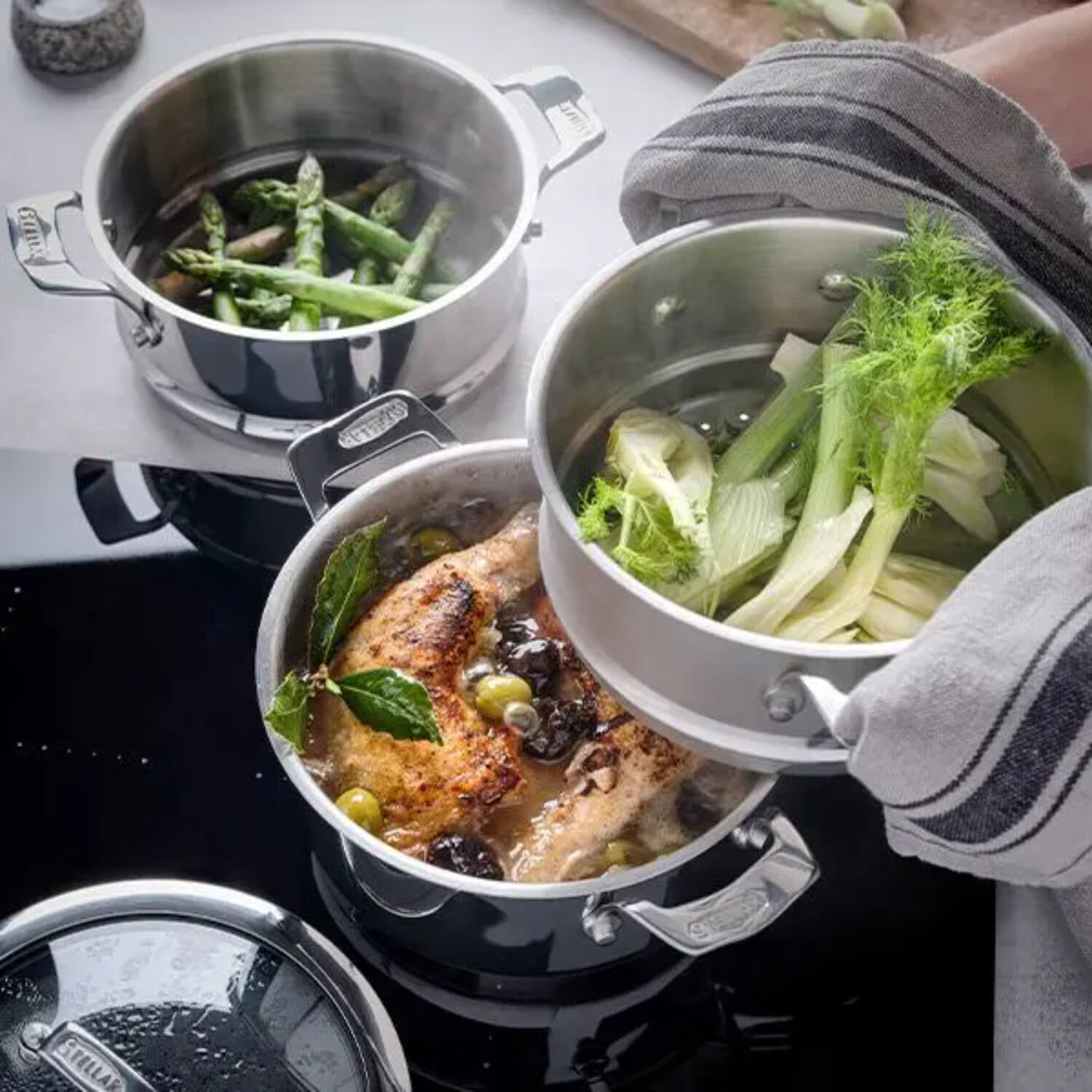 Buy Stellar | 24cm Stainless Steel 3-Tier Steamer – Potters Cookshop