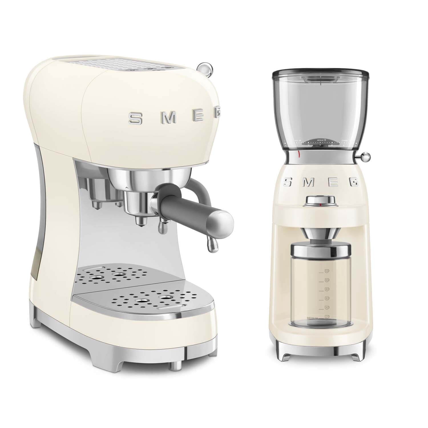 Buy Smeg | 50's Style Retro ECF02CRUK Cream Coffee Machine & Grinder ...