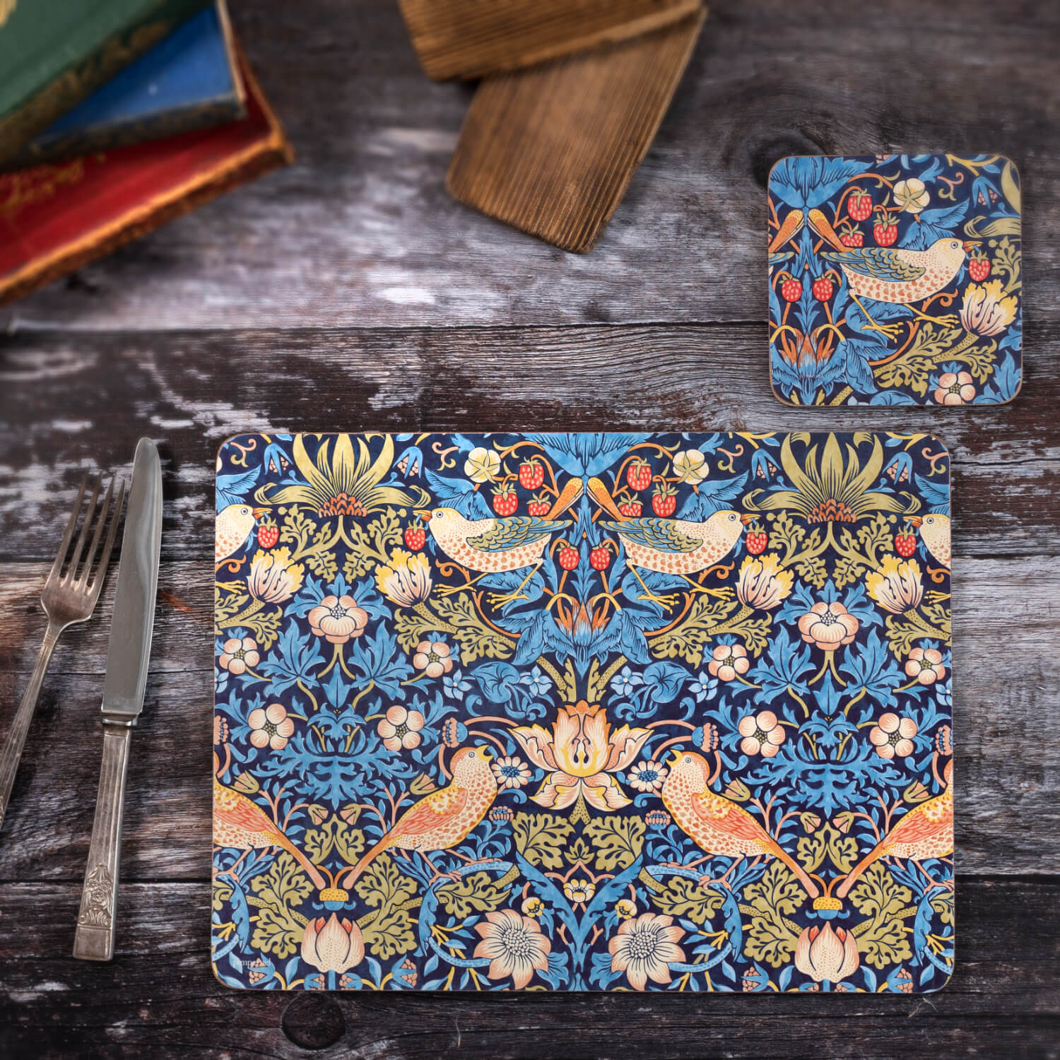 Buy Morris & Co | Strawberry Thief Set Of 6 Placemats - Blue – Potters ...