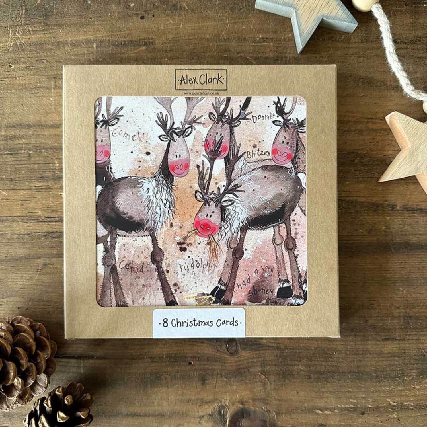 Buy Alex Clark | Pack Of 8 Christmas Cards - Reindeer Herd – Potters ...