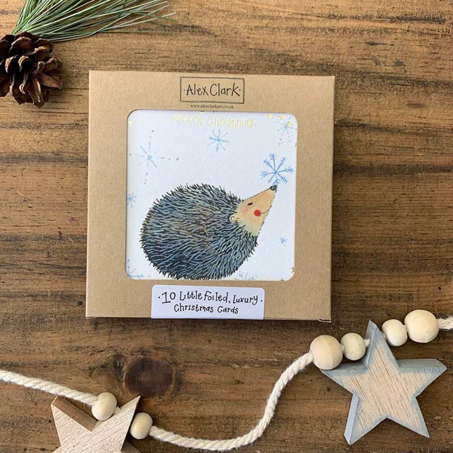 Buy Alex Clark | 10 x Little Luxury Xmas Cards - Hedgehog & Snowflake ...