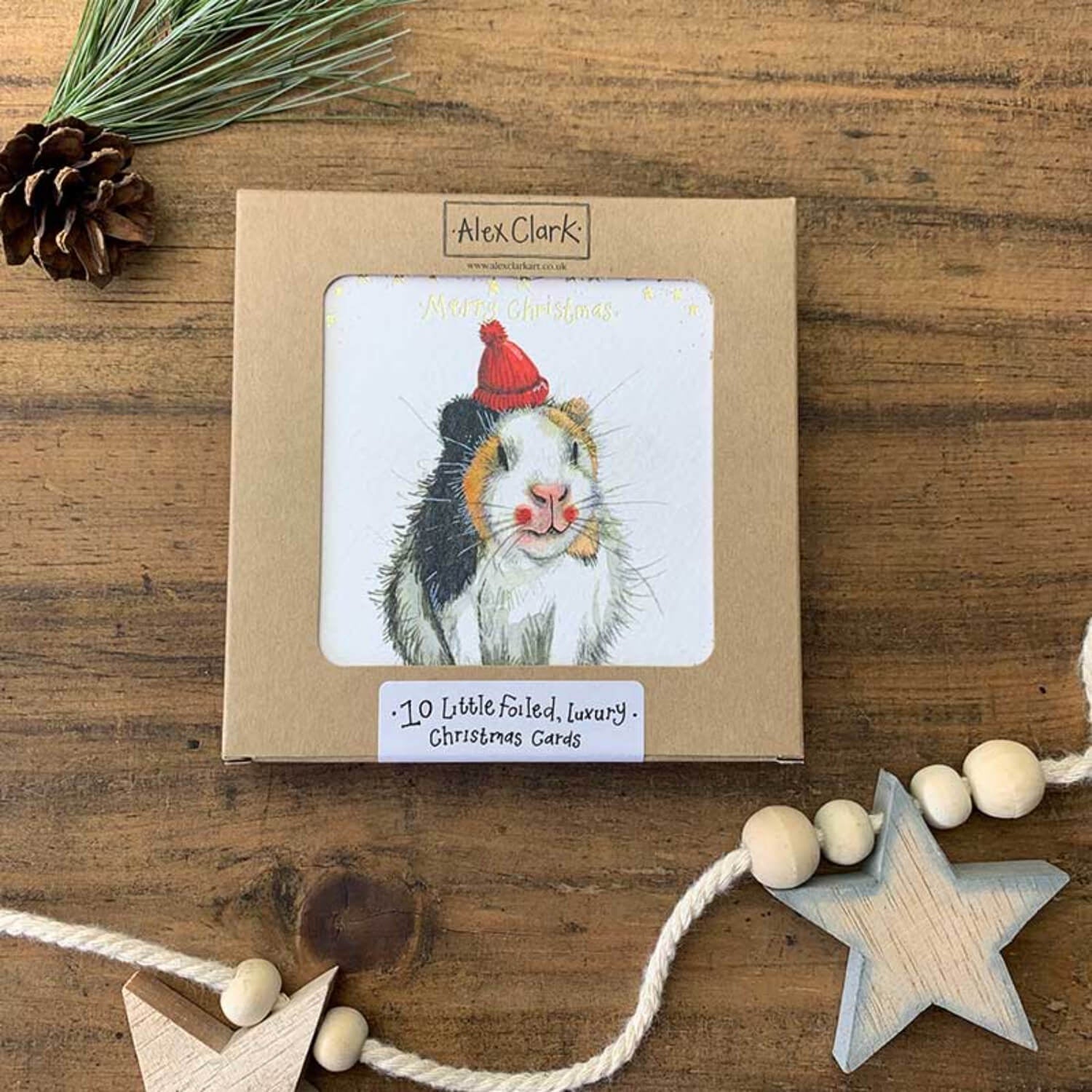 Buy Alex Clark | 10-Pack Little Xmas Cards - Guinea Pig & Wooly Hat ...