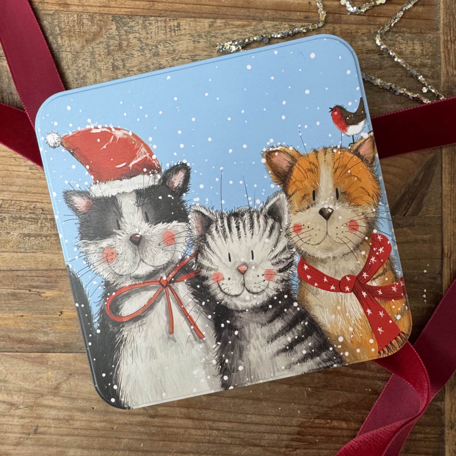 Buy Alex Clark | Christmas Large Square Tin - Festive Cats – Potters ...