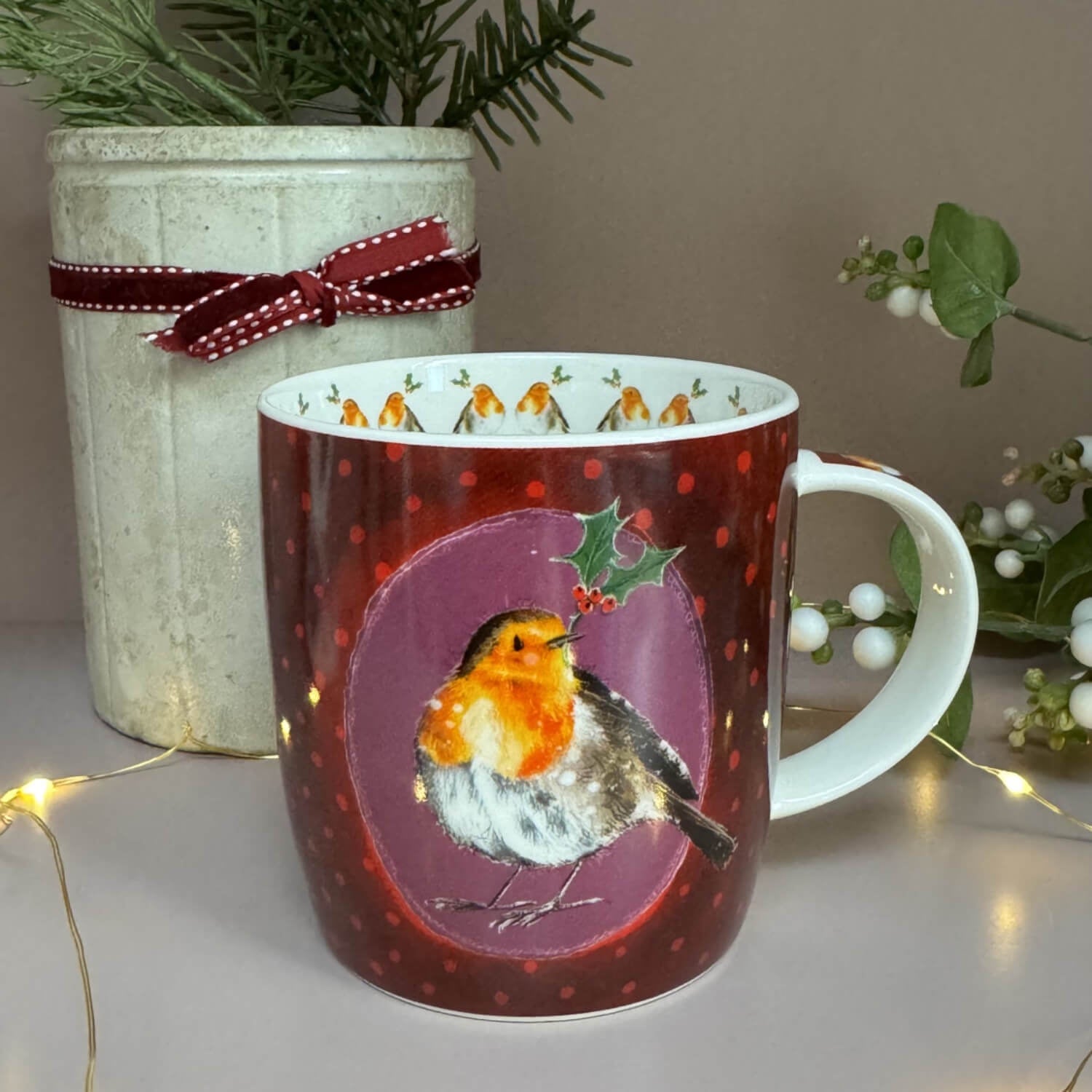 Buy Alex Clark | Christmas 400ml China Mug - Robin & Holly – Potters ...