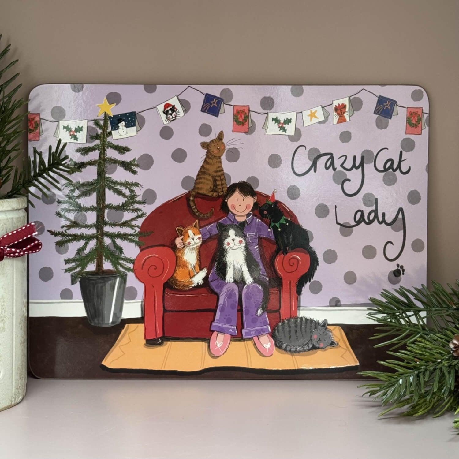 Buy Alex Clark | Christmas Placemat - Crazy Cat Lady – Potters Cookshop