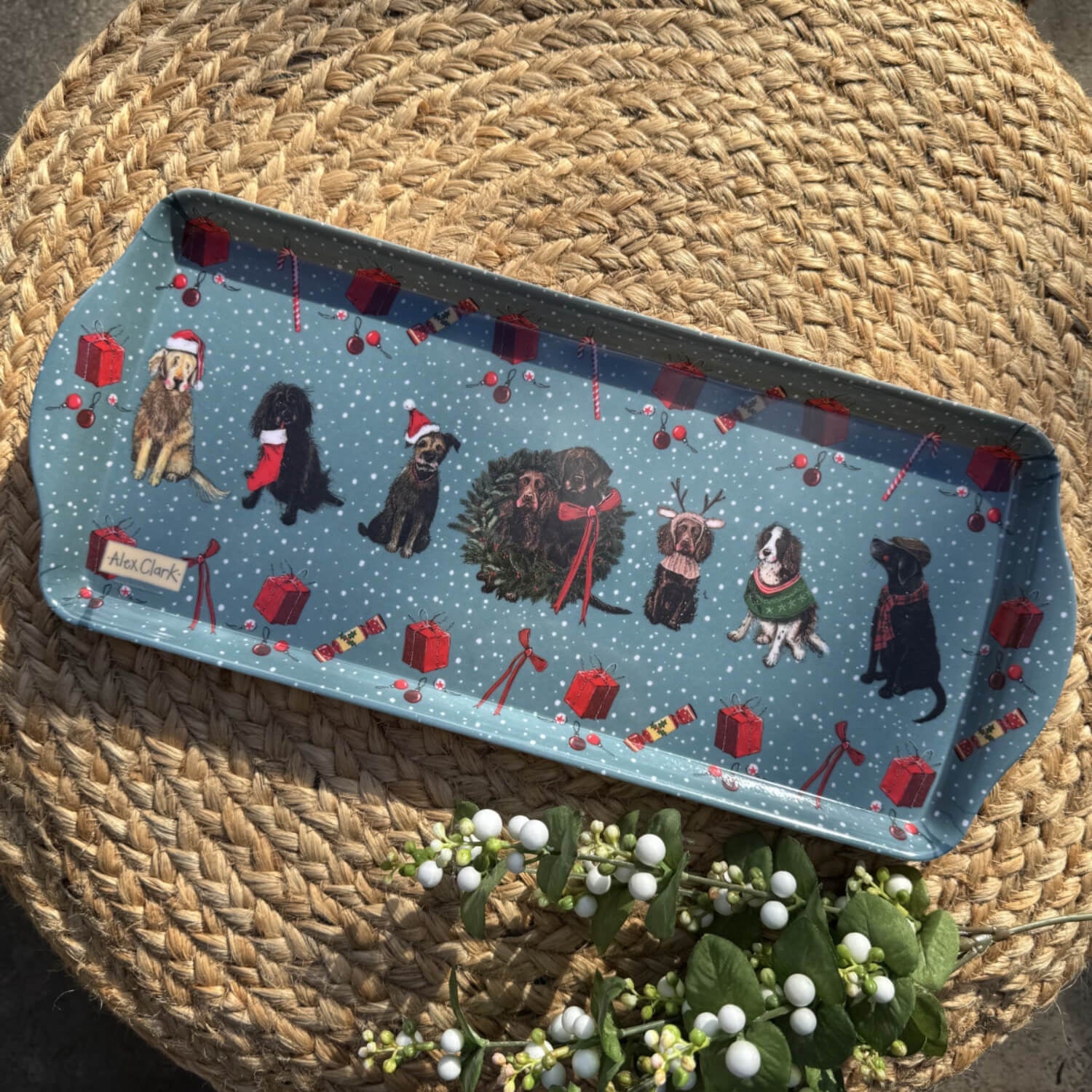 Buy Alex Clark | Christmas Melamine Medium Tray - Christmas Dogs ...