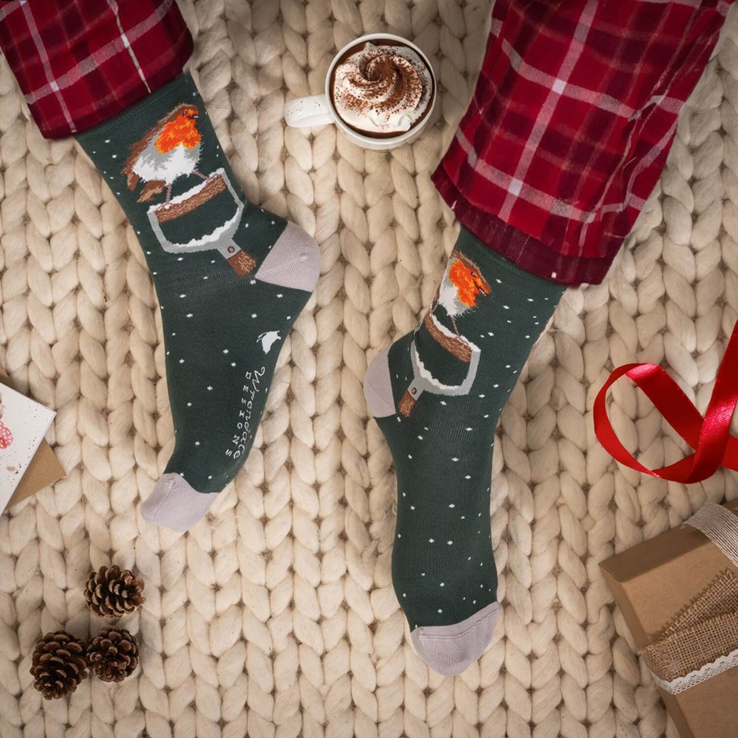 Buy Wrendale Designs | Mens Christmas Bamboo Socks - Little Red Robin ...