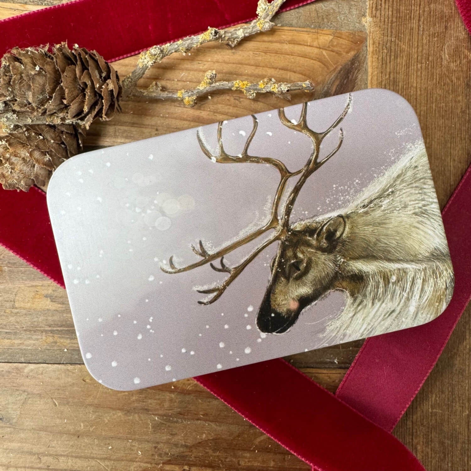 Buy Alex Clark | Small Hinged Lid Rectangular Tin - Christmas Reindeer ...