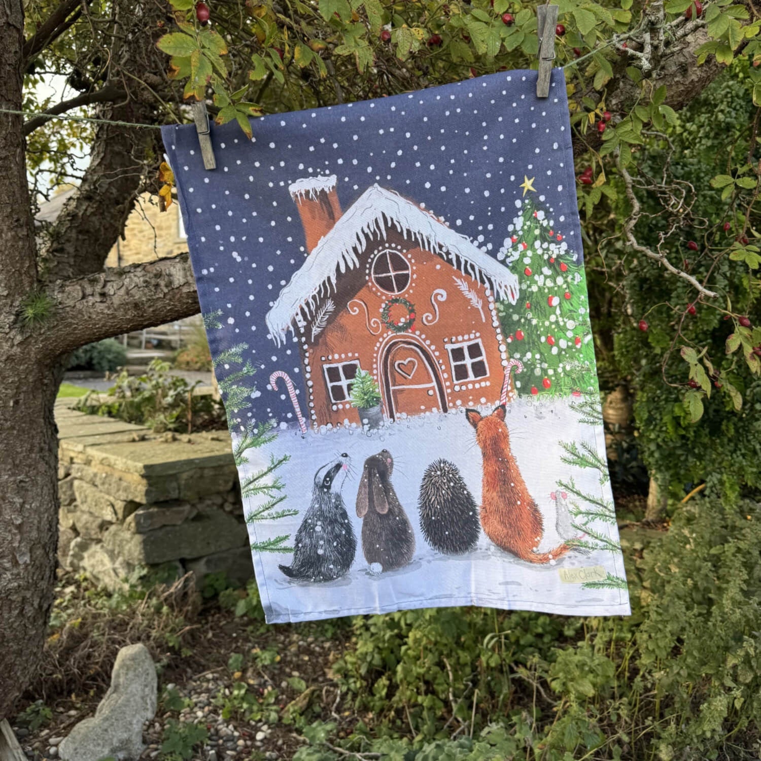 Buy Alex Clark | Christmas 100% Cotton Tea Towel - Gingerbread House ...