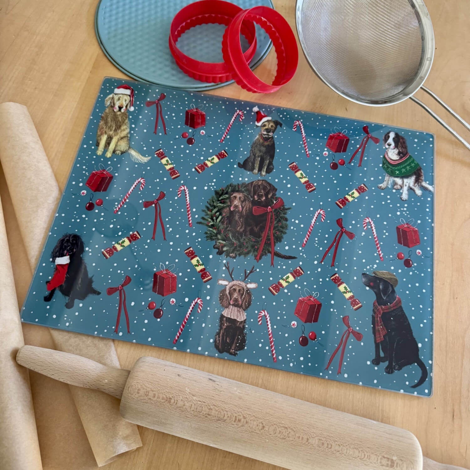 Buy Alex Clark | Christmas Glass Worktop Saver - Christmas Dogs ...