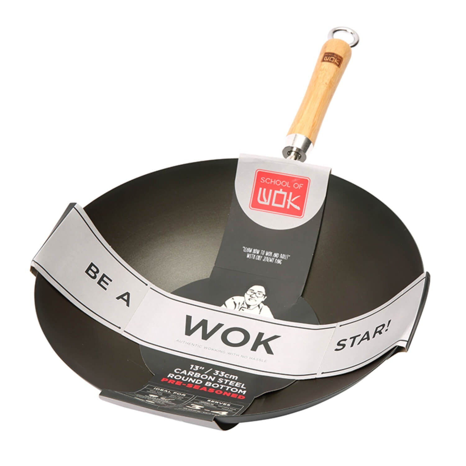Buy School of Wok | Pre-Seasoned Round Base Wok - 33cm – Potters Cookshop