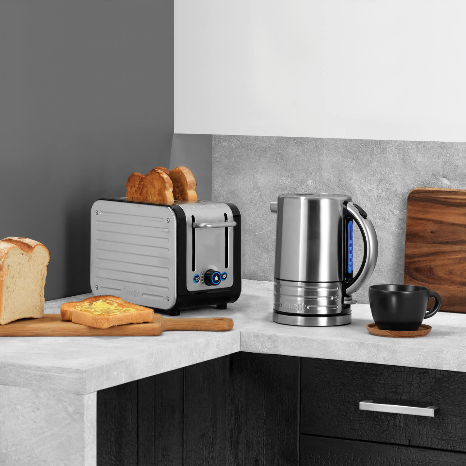 Buy Dualit | Architect Kettle & 2 Slot Toaster Set - Black & Silver ...