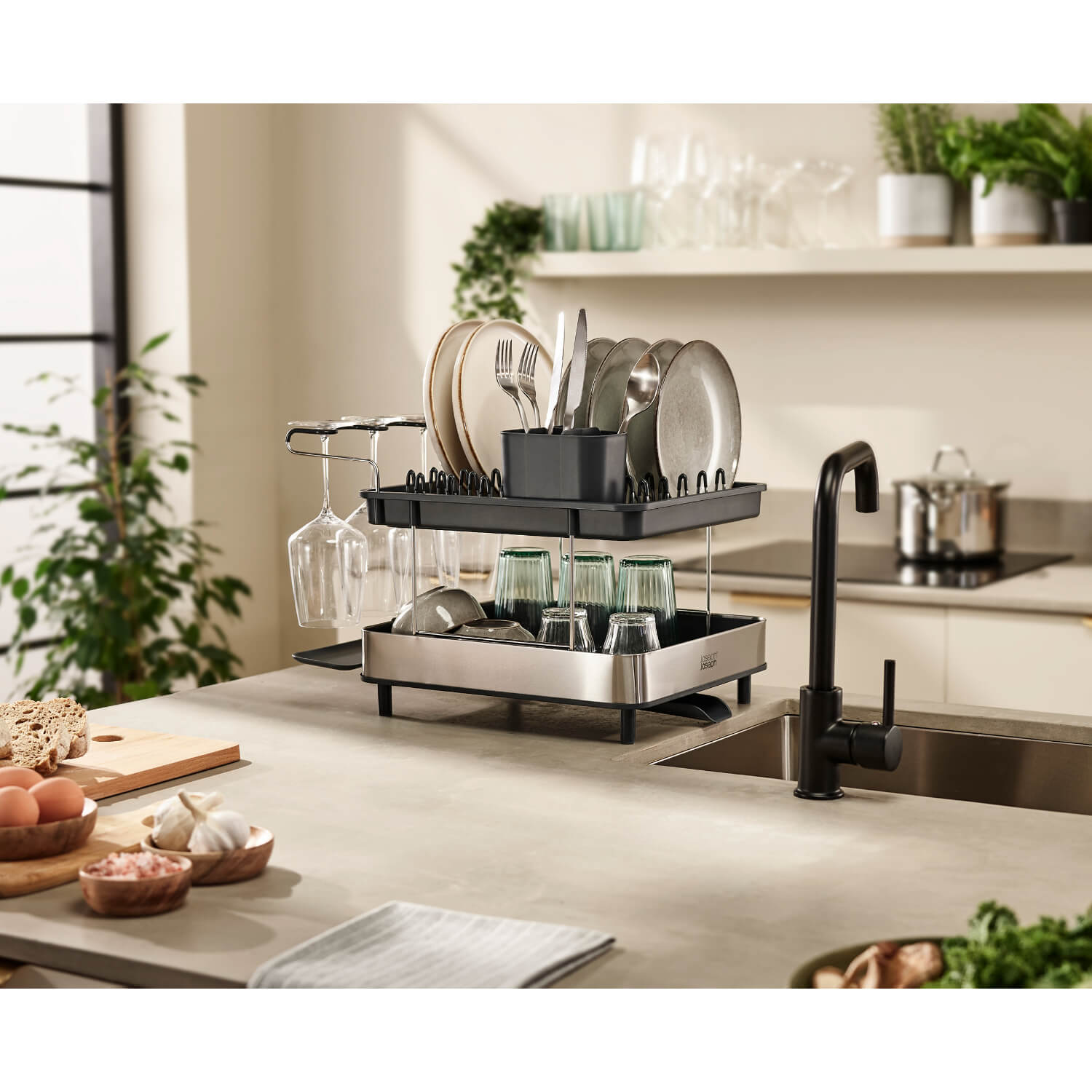 Buy Joseph Joseph | Excel 2-Tier Steel Dish Rack - Grey – Potters Cookshop