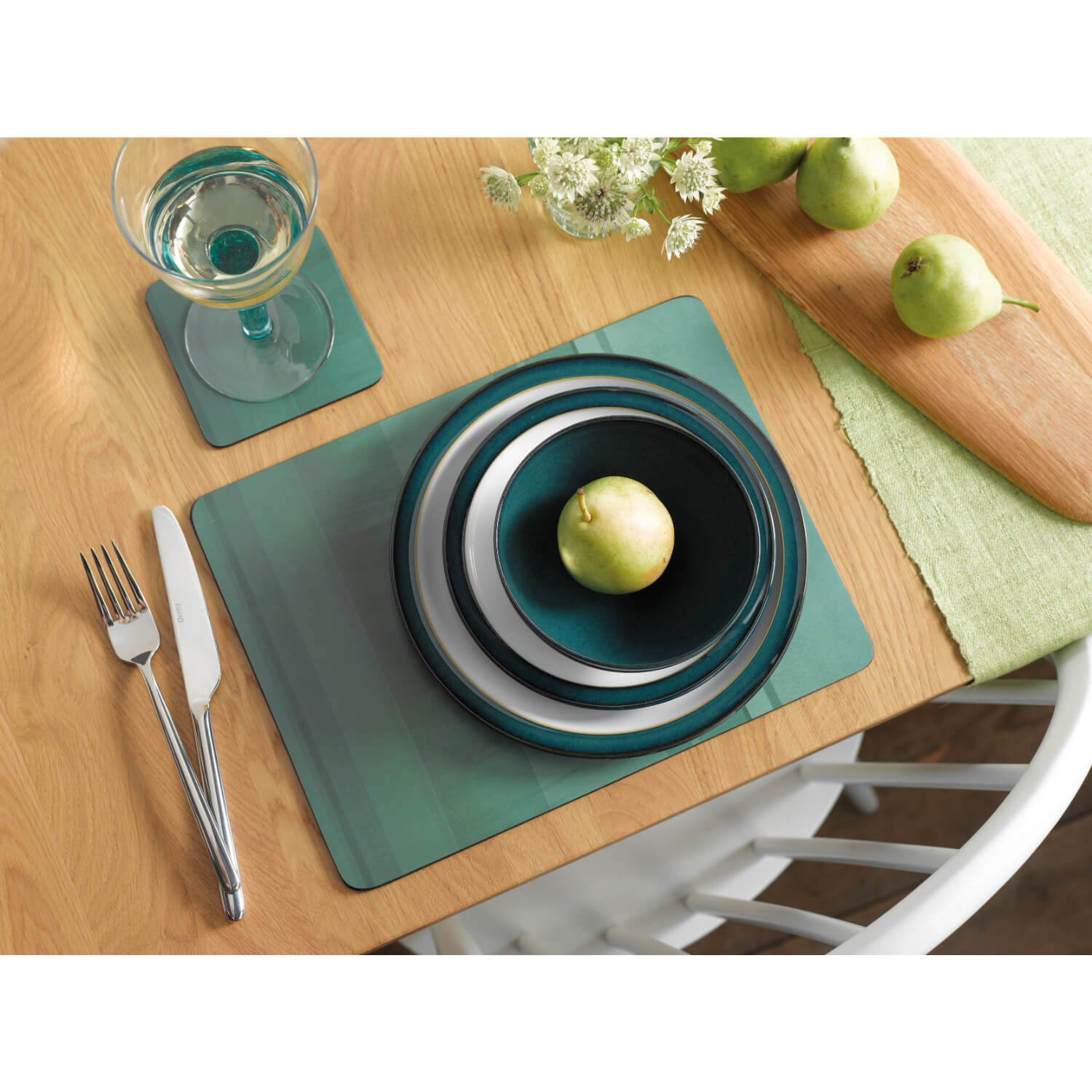 Buy Denby Pottery | Colours 12 Piece Placemat & Coaster Set - Green ...