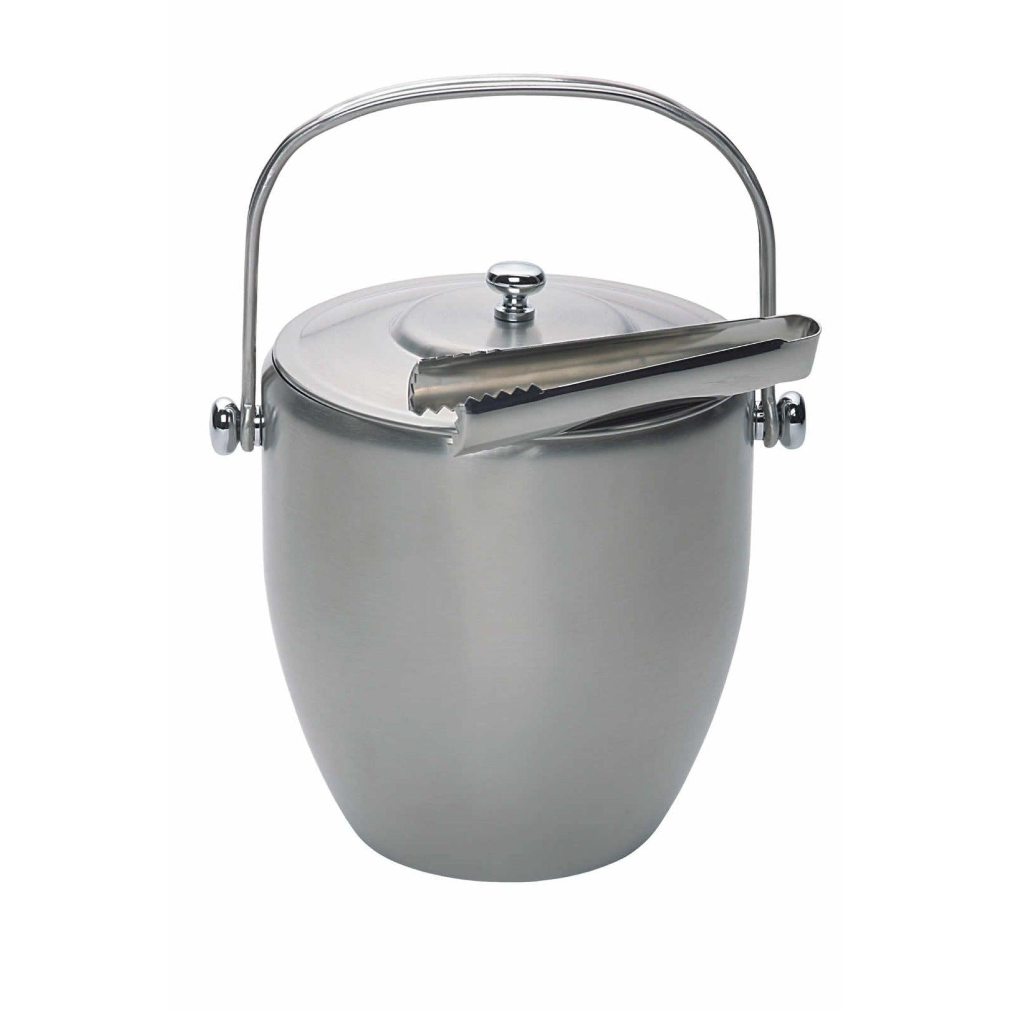 Buy Barcraft | Brushed Steel Ice Bucket With Lid & Tongs – Potters Cookshop