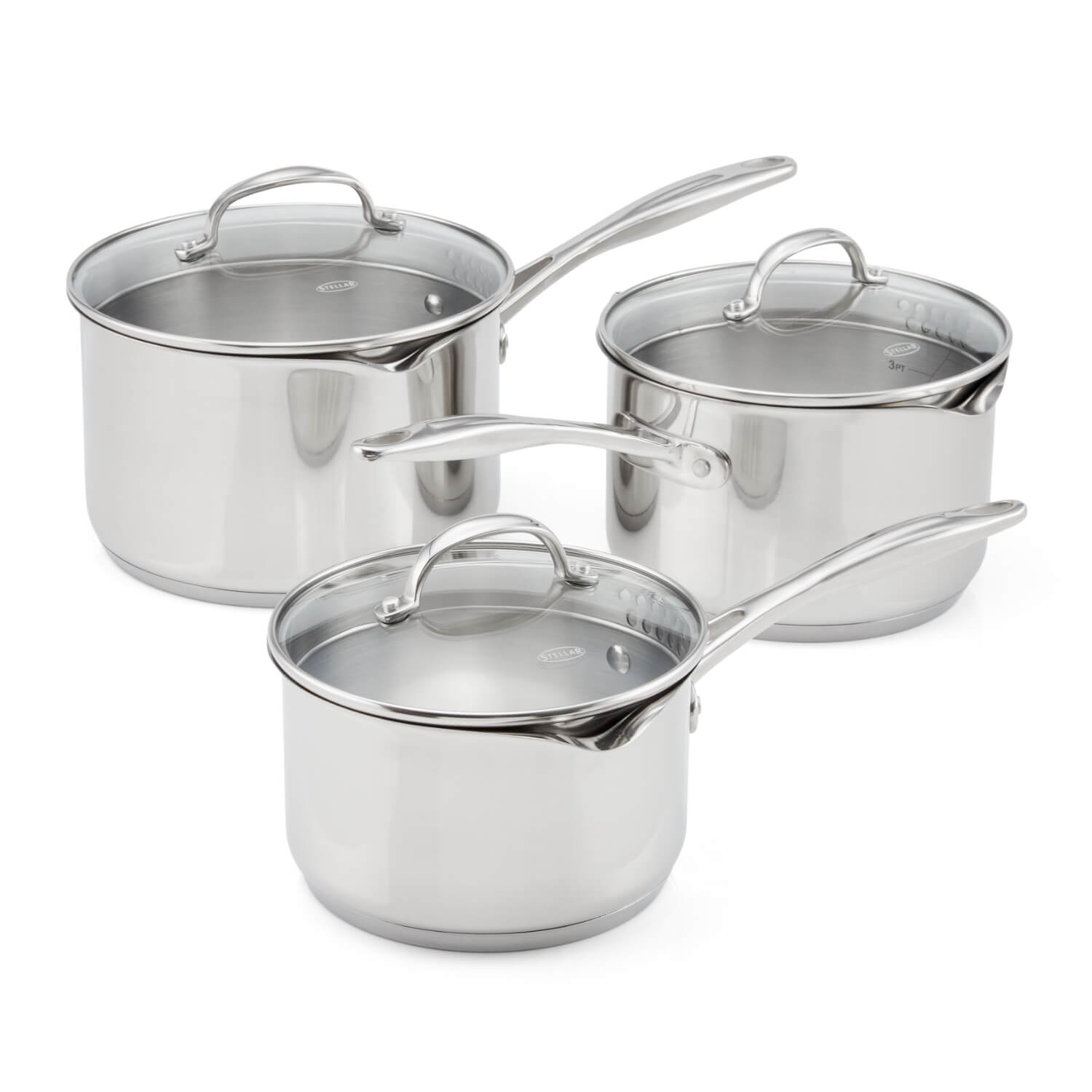 Buy Stellar | 7000 Draining Stainless Steel Saucepan Set - 3 Piece ...