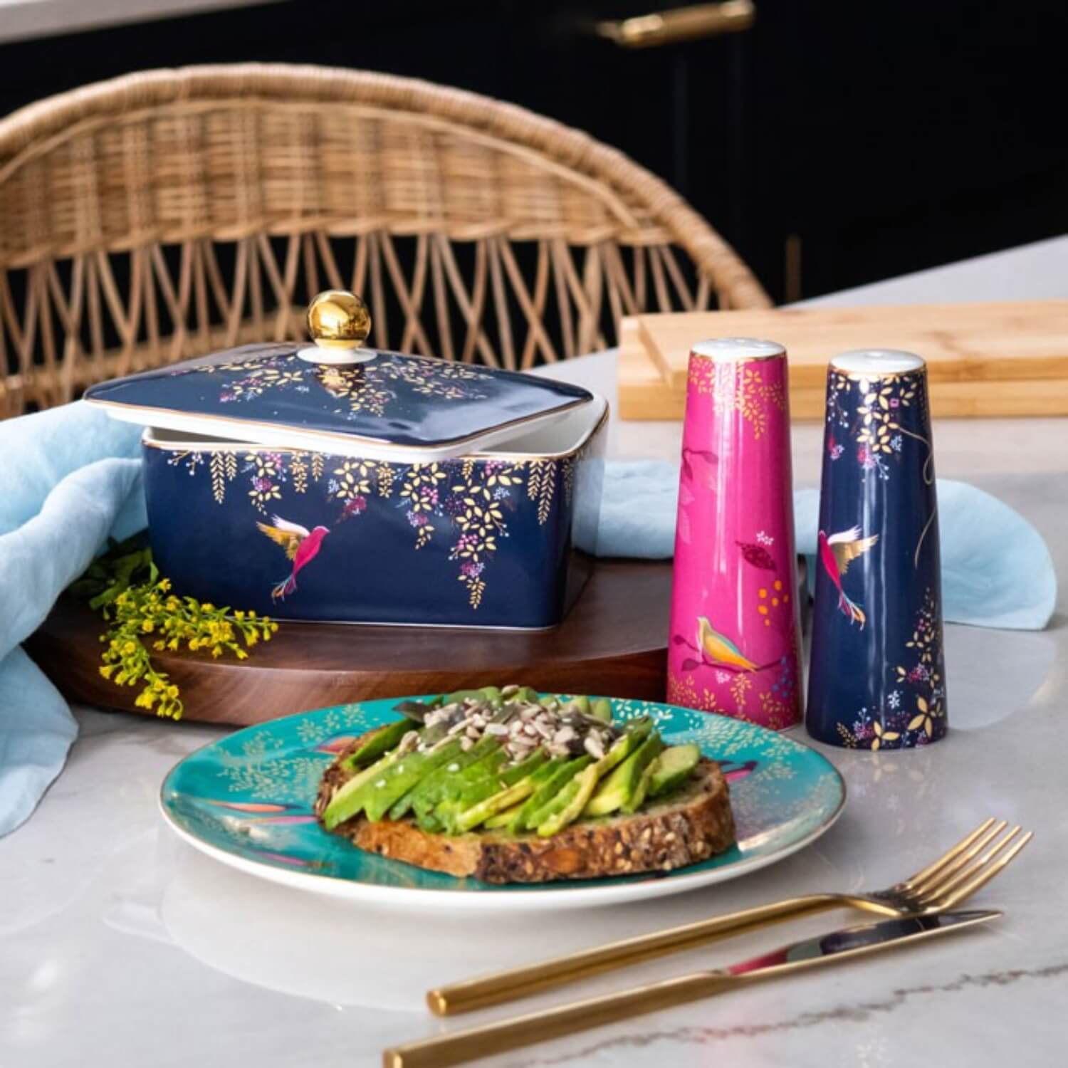 Buy Sara Miller | London Chelsea Covered Butter Dish - Navy Hummingbird ...