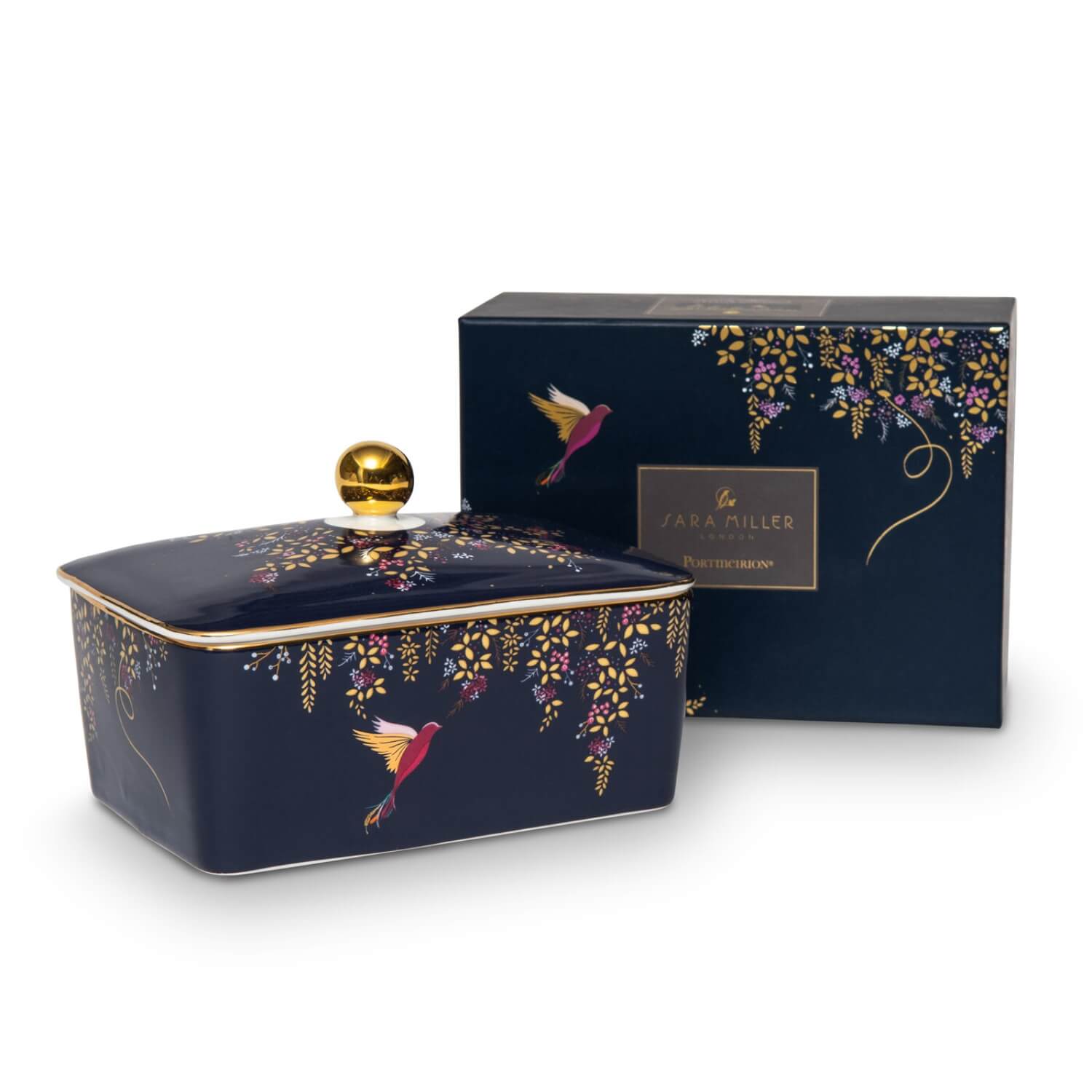 Buy Sara Miller | London Chelsea Covered Butter Dish - Navy Hummingbird ...
