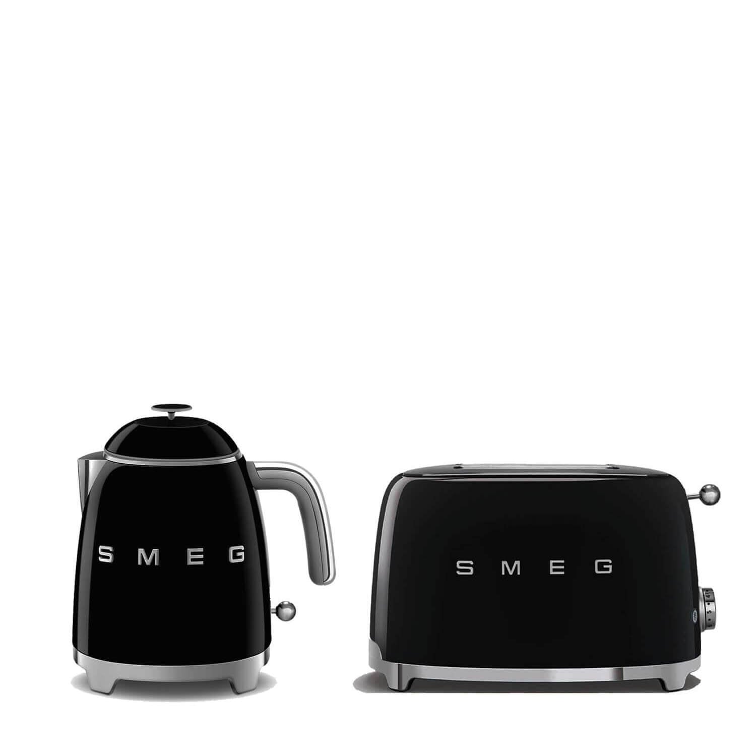 Buy Smeg | Mini Kettle & 2 Slice Toaster Set - Black – Potters Cookshop