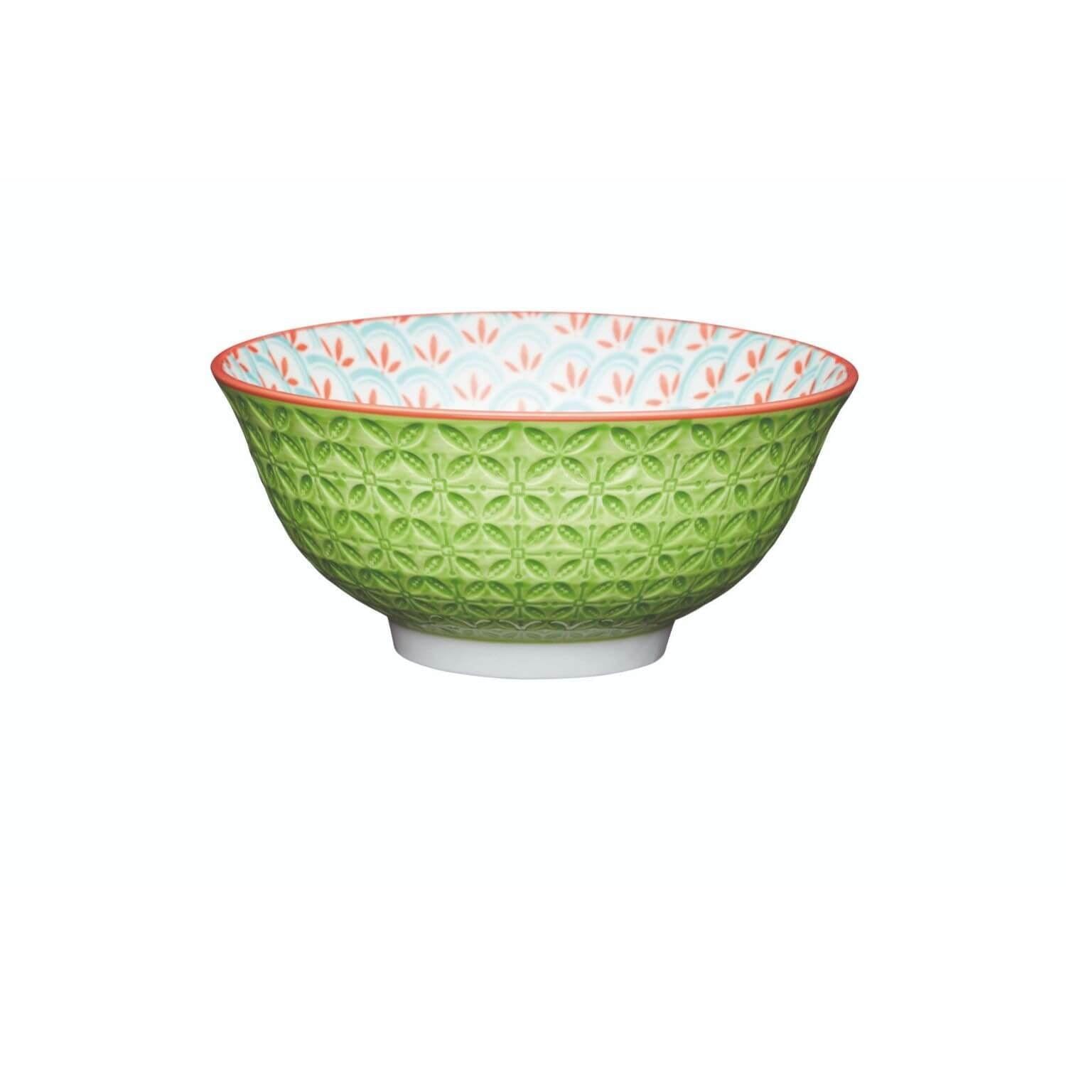 Buy KitchenCraft | Stoneware Bowl - Bright Green Geometric – Potters ...